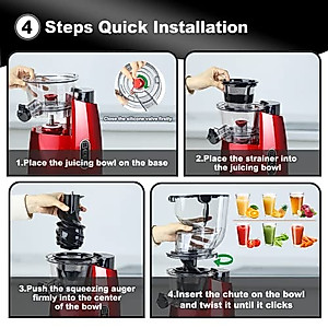 LynTorin Cold Press Juicer Machine, Slow Juicer Cold Press with 3.2" Wide Feed Chute, 200W Slow Masticating Juicer Machine for Vegetable and Fruit, Juicer Machine for Home Use with Brush, Easy to Clean