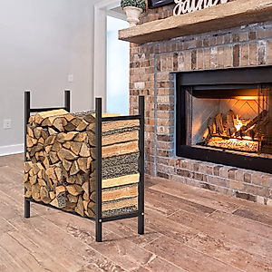 CADUKE 2ft Firewood Rack Outdoor Fire Wood Holder Indoors Fireplace Log Holder for Firewood Storage Wood Stackers for Outside, Black