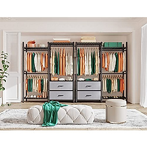 REIBII Clothes Rack,Clothes Racks for Hanging Clothes Rack Heavy Duty Clothing Rack Load 620LBS Clothing Racks for Hanging Clothes Adjustable Portable Garment Rack Free Standing Wardrobe Closet