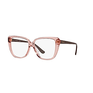 Vogue Eyewear Women's VO5413F Low Bridge Fit Butterfly Prescription Eyewear Frames, Transparent Pink/Demo Lens, 54 mm