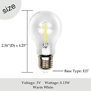 MJ PREMIER LED Light Bulb E27 Base Replacement Bulbs 3V Customized Special Table Lamp Battery Operated Warm White Light(60 * 108)