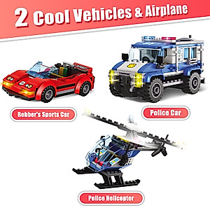 City Police Catch Thief Building Block Set with Cop Car, Bank, Helicopter, Getaway Sports Car, Fun Police Chase Toy for Kids, Best Learning & Roleplay STEM Toy Gift for Boys Girls Ages 6+ (625pcs)