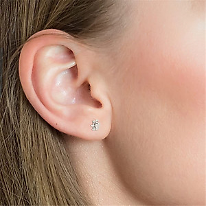 18g Mini Paw Print CZ Stud Earrings Sterling Silver Cartilage Tiny Ball Screw Back Small Studs Hypoallergenic Tragus Helix Cute Animals Dainty Sleeper Stud Earrings for Women Daughter Pet Lovers (silver)