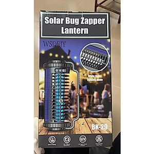 Solar Bug Zapper Outdoor, 4800V Effective Mosquito Zapper Indoor, Cordless Rechargeable Fly Zapper with 4000mAh Battery, IP66 Waterproof Insect Zapper for Outside, Patio, Backyard, Garden