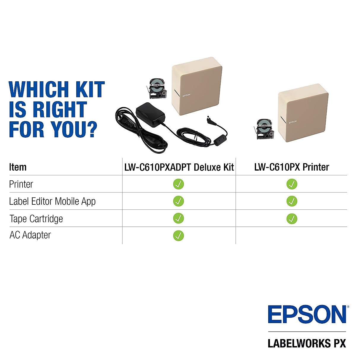 LABELWORKS Epson LW-C610PX Premium Portable Wireless Label Maker Machine for Home and Hobbies – Create Sticker Labels for Crafts and Organization, Designer Tape, App Compatible