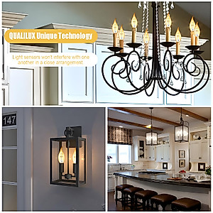 Qualilux Dusk to Dawn Candelabra Light Bulbs Outdoor, 40W Equivalent, Soft White, 4W 450LM, Auto On/Off, CA11 LED Light Sensing Bulb, Candle Flame Tip, Vintage Edison E12 Base, 4-Pack, HQ-H035