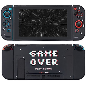 BelugaDesign Game Over Switch Case | Squid Dockable Retro Arcade Cool Cover Shell | Compatible with Nintendo Switch (Switch Standard, Black White)