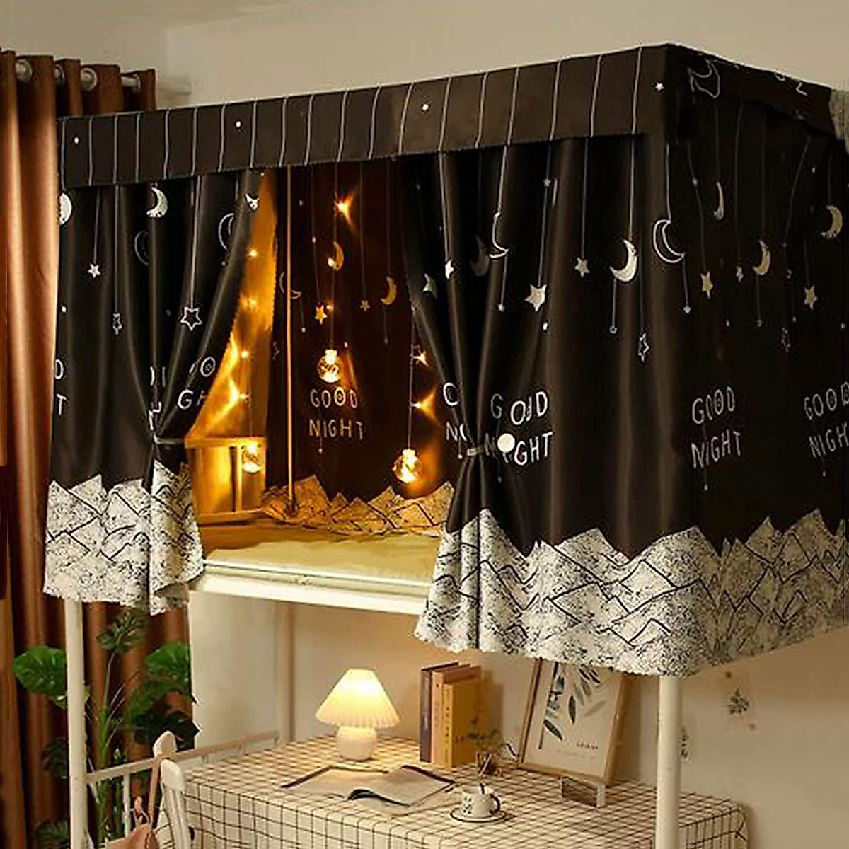 XGOPTS Students Dormitory Bunk Bed Curtains Dustproof Privacy Curtains Breathable Shading Nets Bedding Curtain Bed Tent Curtain Bed Canopy Blackout Cloth Curtain Single Sleeper Loft Bed Dorm Curtain