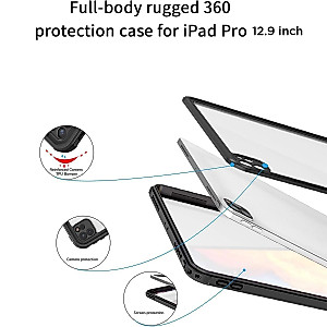AICase Waterproof Protective Case for iPad Pro 11 Inch 2020/2021/2022 with Lanyard and 360° Full Body Protection with Touch Function, Transparent Case, Waterproof, Shock Resistant
