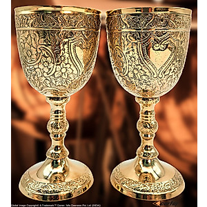 Carfar Wine Goblet Solid Brass Royal Wine Cup Handmade Goblet Medieval Decor Gothic Chalice Pack of 1