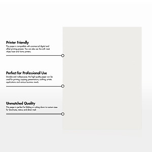 LUXPaper 8.5" x 11" Paper | Letter Size | Natural White | 32lb. (80lb. Text) | 100% Cotton | 50 Qty