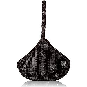 Jessica McClintock womens Staci Mesh Wristlet Pouch Evening Handbag, Black, One Size US