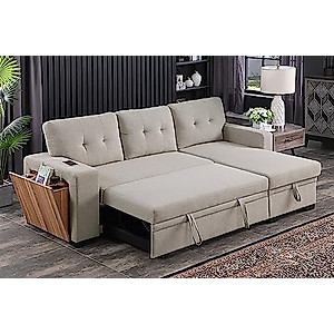 Devion Furniture Alexis Sofabed, 92" W x 53" D x 35H, Light Gray