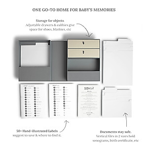 Savor | Baby Keepsake Organizer Box | The Original Fabric Acid-Free Modern Minimalist Gender-neutral Memory Box with Labels | For Pregnancy, Mother’s Day, Baby Shower, New Baby Girl Baby Boy Gifting