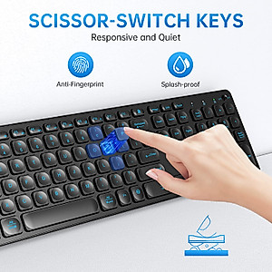 Rechargeable Wireless Keyboard and Mouse Combo, UHURU 2.4G Cordless Keyboard Mouse, Ultra-Thin Keyboard,3 Level DPI Mouse, Energy-Saving Keyboard Mice, Compatible with Windows/Mac OS/Laptop/PC