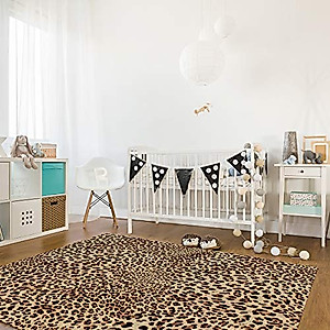 Beauty Decor Non-Skid Backed Area Rugs Soft and Fluffy Indoor Floor Rug Bedroom Carpet, 2' x 3' Space Area Rug - Leopard