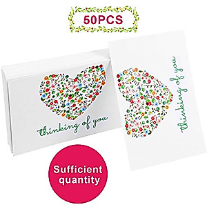 Outus 50 Pieces Thinking of You Postcards Bulk Blank Greeting Cards Floral Missing You Greeting Cards for Friendship Love Encouragement and Support