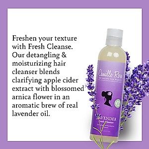 Camille Rose Lavender Fresh Cleanse, Detangling and Moisturizing Shampoo, with Apple Cider and Lavender Oil, 8 oz