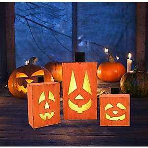Gift Boutique Halloween Pumpkin Wood Paint Craft Kit 3 Set Sizes Jack O Lantern Unfinished Wooden for Kids Arts & Craft Project Painting Activity