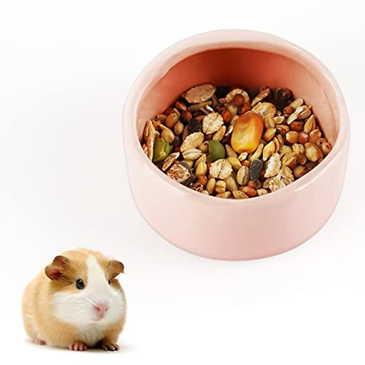 Fitlyiee Ceramic Chew-Resistant Hamster Bowl Dish for Hamsters Hedgehog Guinea Pig and More Small Animals (Pink)