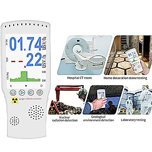 SHENGSHIYU Digital Electromagnetic Field Radiation Detector Handheld Radiation Dose Alarm High Accuracy for Pollution Monitoring Marble Radioactive Alarm,White