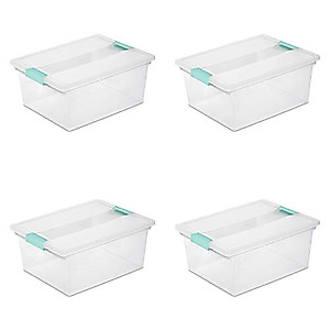 Sterilite Deep Clear Plastic Stackable Storage Container Bin Box Tote with Clear Latching Lid Organizing Solution for Home & Classroom, 4 Pack