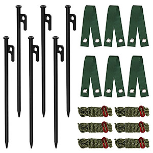 Tree Stakes - Heavy Duty Steel Tree Stake Straightening Kit, Tree Stakes and Supports for Young Trees, Include 6 PCS Steel Tree Stake, Tree Straps & Rope Black
