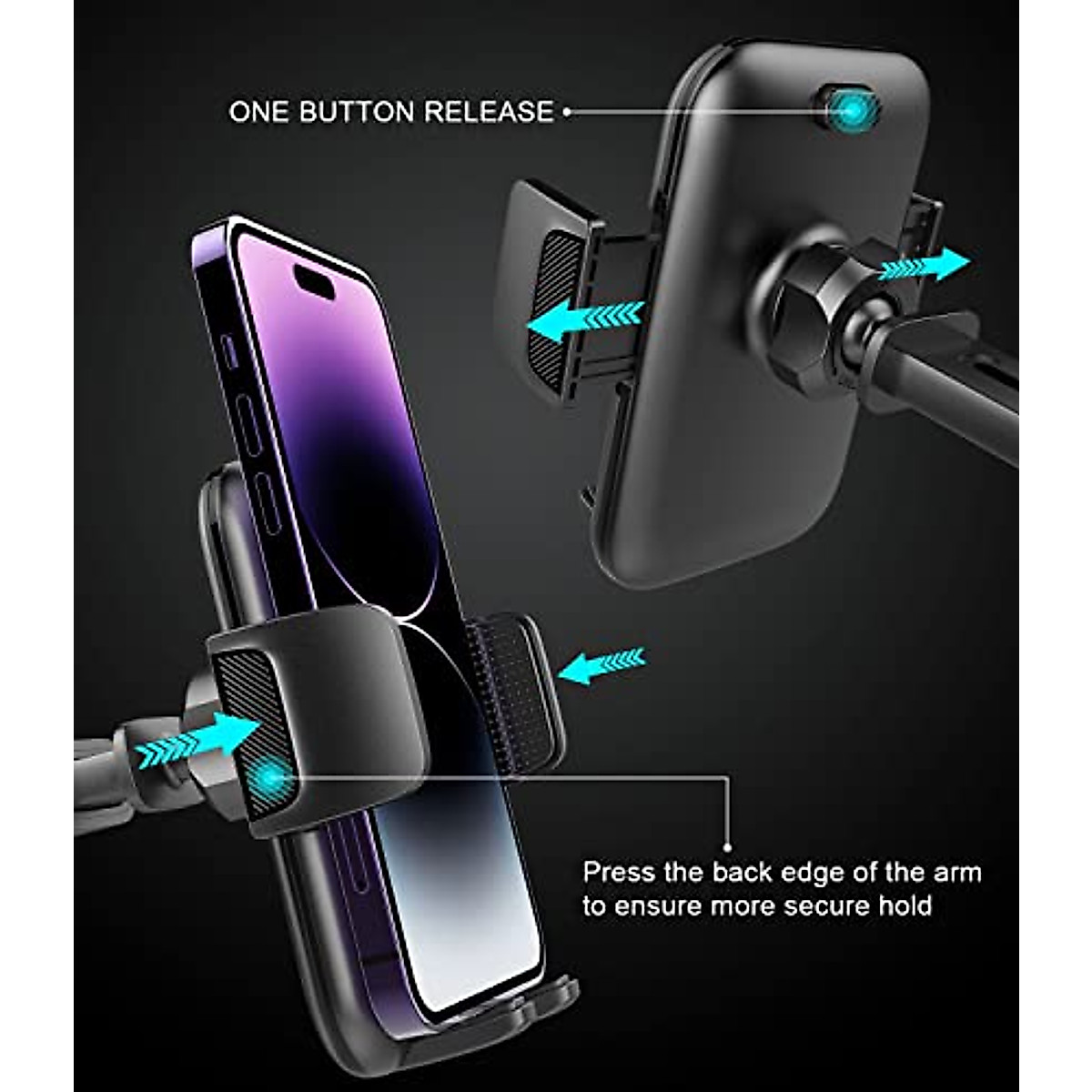 Phone Mount for Car,【Upgraded Stepless Adjustment Suction Cup】 Car Phone Holder Mount Dashboard Windshield Vent Universal Cell Phone Holder Mount for All Smartphones