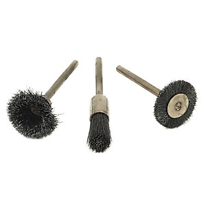Forney 60241 Wire Bristle Brush Set, 1/8-Inch Shank, 3-Piece