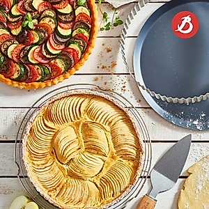 De Buyer Pizza & Tart Sheet - 12.5” - Perfect for Bread, Tarts, Croissants & Choux Paste - Nonstick & Easy to Clean - Made in France