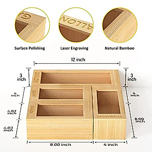 Migarndy Ziplock Bag Storage Organizer, Moso Bamboo Ziplock Bag Organizer for Drawer, Suitable for Gallon, Quart, Sandwich, Snack, Slider Bags, Compatible with Ziploc, Solimo, Glad, Hefty (Bamboo)