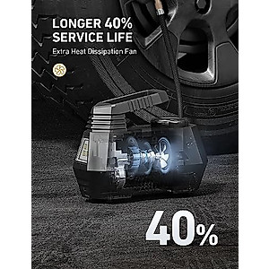 AstroAI Tire Inflator Portable Air Compressor Air Pump for Car Tires - Car Accessories, 12V DC Auto Pump with Digital Pressure Gauge, 100PSI with Emergency LED Light for Bicycle, Balloons