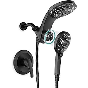 SR SUN RISE Magnetic Shower Faucets Sets Complete 8-Spray 2-in-1 Dual Shower Head with Handheld Combo and ON/OFF Switch for Saving Water Single-Handle Shower Faucet, Matte Black (Valve Included)