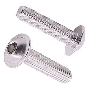 M5-0.8 x 20mm (40 pcs) Flanged Button Socket Head Cap Screws, 304 Stainless Steel, Full Thread, ISO7380-2