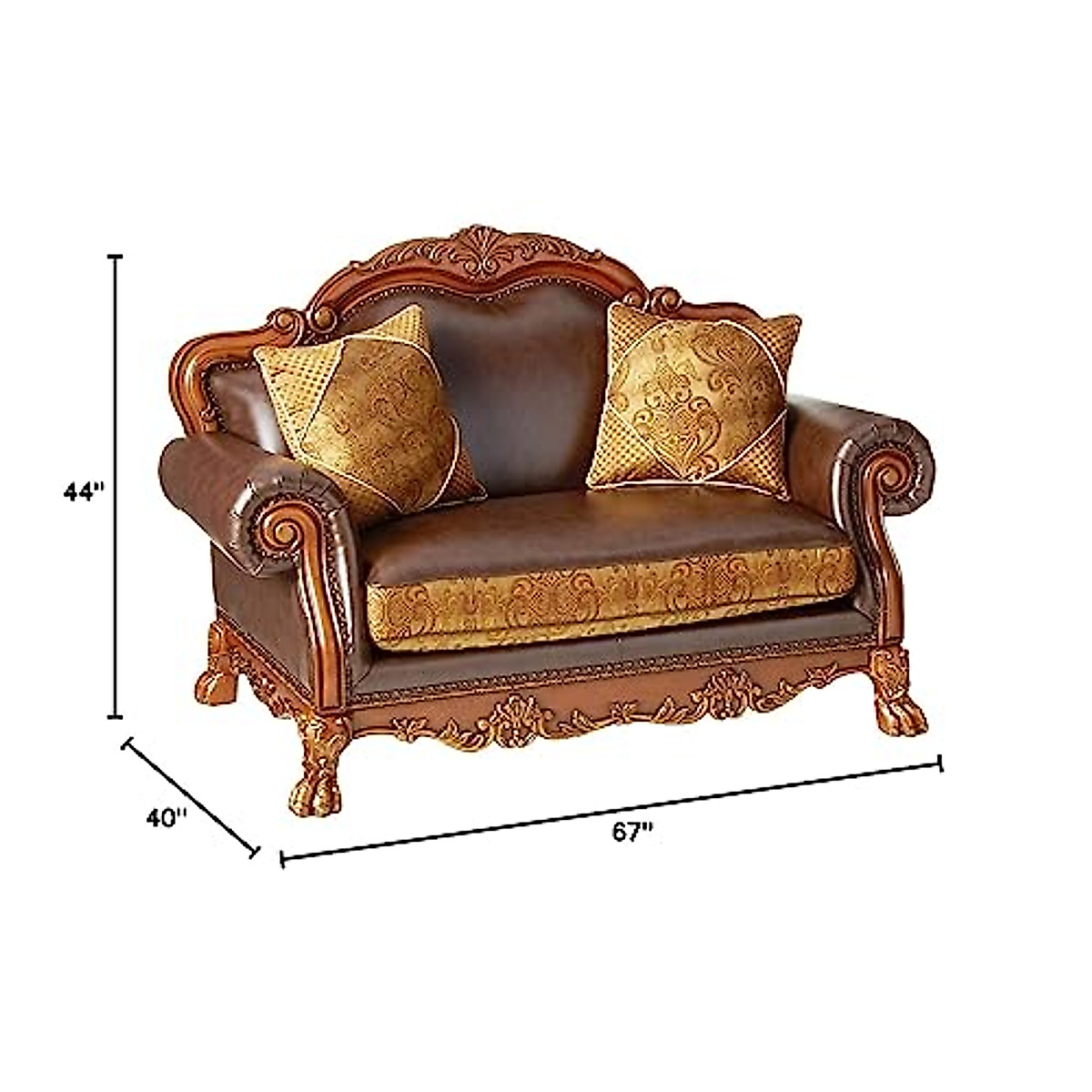 ACME Dresden Loveseat with 2 Pillows, Chenille PU Finish