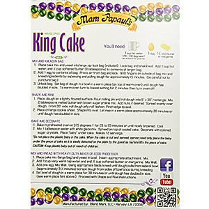 Mam Papaul's Mardi Gras King Cake Kit with Praline Filling, 18 Servings - 28.5 ounce