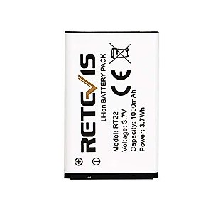 Retevis RT22 RT22S RT15 RT19 Two Way Radio Battery 3.7V 1000mAh Original Li-ion Battery Compatible RT22 RT22S RT15 RT19 WLN KD-C1 Walkie Talkies (1 Pack)