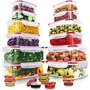 Utopia Kitchen Plastic Food Storage Containers with Lids Airtight - Pack of 40 (20 Containers & 20 Lids)- Reusable & Leftover Food Lunch Boxes - Leak Proof, Freezer & Microwave Safe Rice Containers