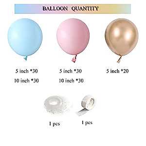 142Pcs Gender Reveal Balloon Garland kits Chrome Metallic Latex Balloons for Birthday Party Celebration Wedding Gender Reveal He or She Boy or Girl (Pink Blue Gold)