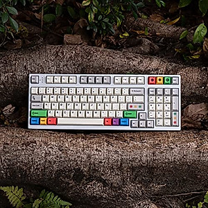PBT Grey White Keycaps Set Cherry Profile 141 Keys Custom Dye-Sub Keyboard Keycaps for 60% 65% 70% 100% Cherry Gateron MX Switches Mechanical Keyboards