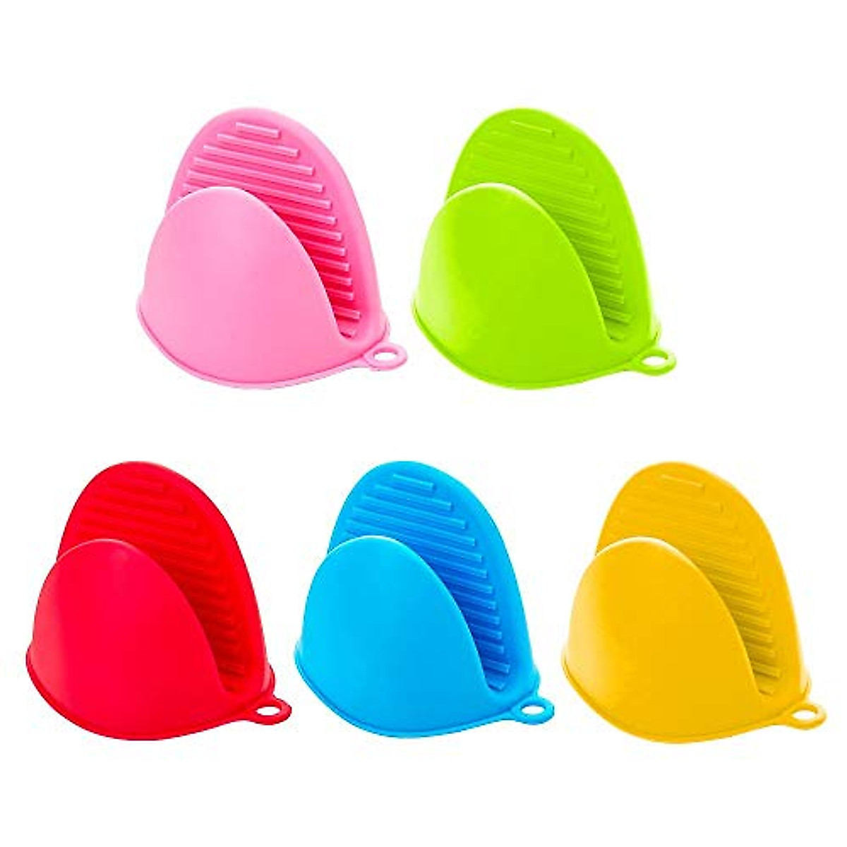 Silicone Double Finger Grip,Silicone Anti-scalding Gloves,dishwashing Cabinet Kitchen Insulation Tray Dish Oven with Hand Clip,Green