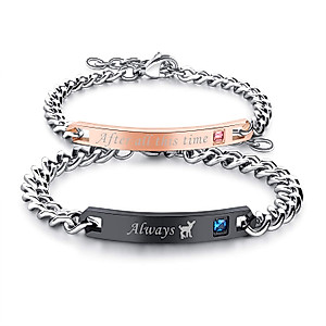 OIDEA 2pcs Stainless Steel His Hers After All This time Always Bracelets for Boyfriend and Girlfriend Valentines Day Gift