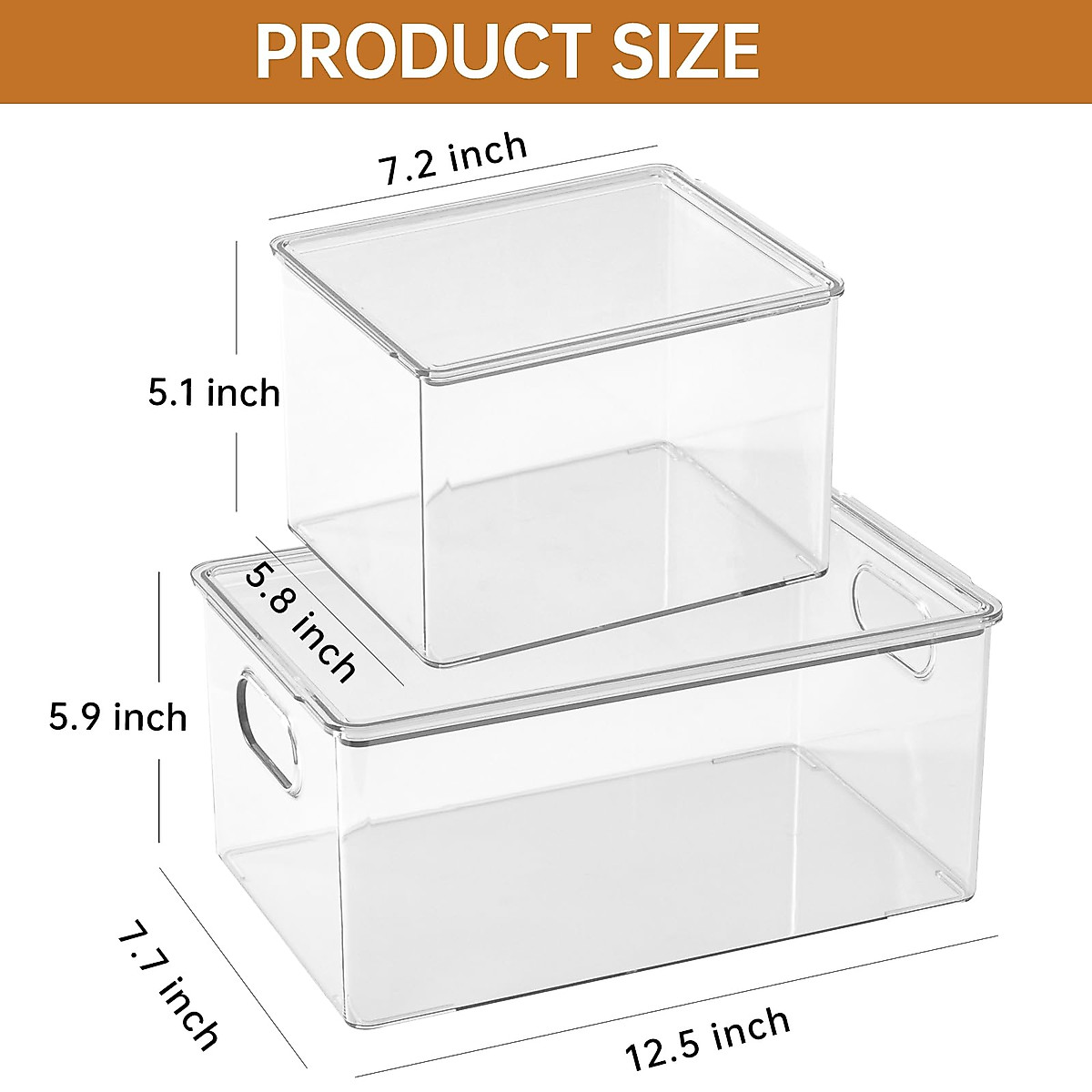 Artendjoon 3 Pack Refrigerator Organizer Bins with Lid, Large Stackable Fridge Organizer Set with Handle, BPA-free Clear Storage Container for Freezer, Cabinet, Pantry Organization