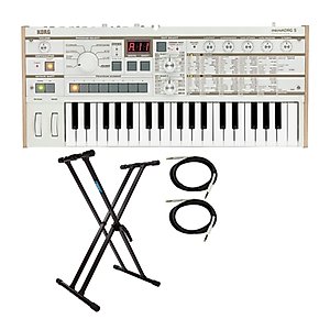 Korg microKORG S Synthesizer/Vocoder Bundle with Knox Gear Keyboard Stand and 10 Feet 1/4-Inch to 1/4-Inch 8mm TS Cable (2-Pack) (4 Items)