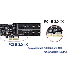 4in1 Dual M.2 NGFF (B Key) SSD+ Dual SATAIII 6G SSD/HDD to PCI Express 4X Converter Adapter with Low Profile Bracket for Desktop PC