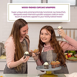 Wood Grain Cupcake Wrapper, Woodland Wood Themed - Wild One Birthday Decoration, Nature Cupcake Party Decor Supplies for Baby Shower, Brunch, Wedding, Dessert Skirtz-Confetti Couture (36)