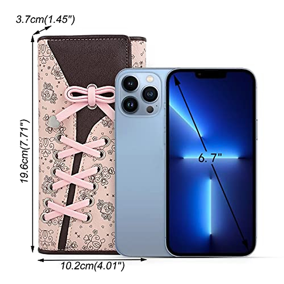 UTO-Wallet-for-Women Large Capacity PU Leather Pink Card Holder Phone Case Zipper Pocket Purse Clutch 204 (Pink)