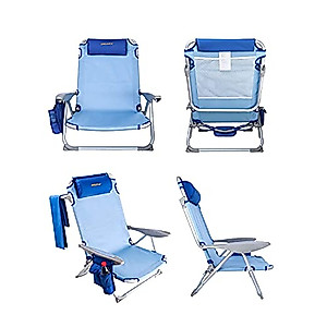 #WEJOY Aluminum Lightweight 4-Position Adjustable Low Seat Folding Beach Chair with Shoulder Strap Cup Holder+Folding Webbed Lawn Beach Chair,High Back Seat Backpack Portable Lightweight Chairs for Ad
