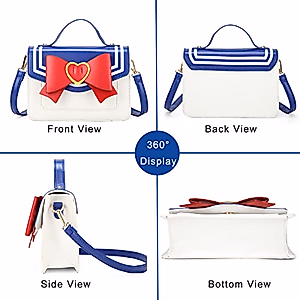 Sailor Moon Inspired Anime Purse Cosplay Top-Handle Handbag Small Shoulder Crossbody Messenger Bag for Women Girls (Blue)