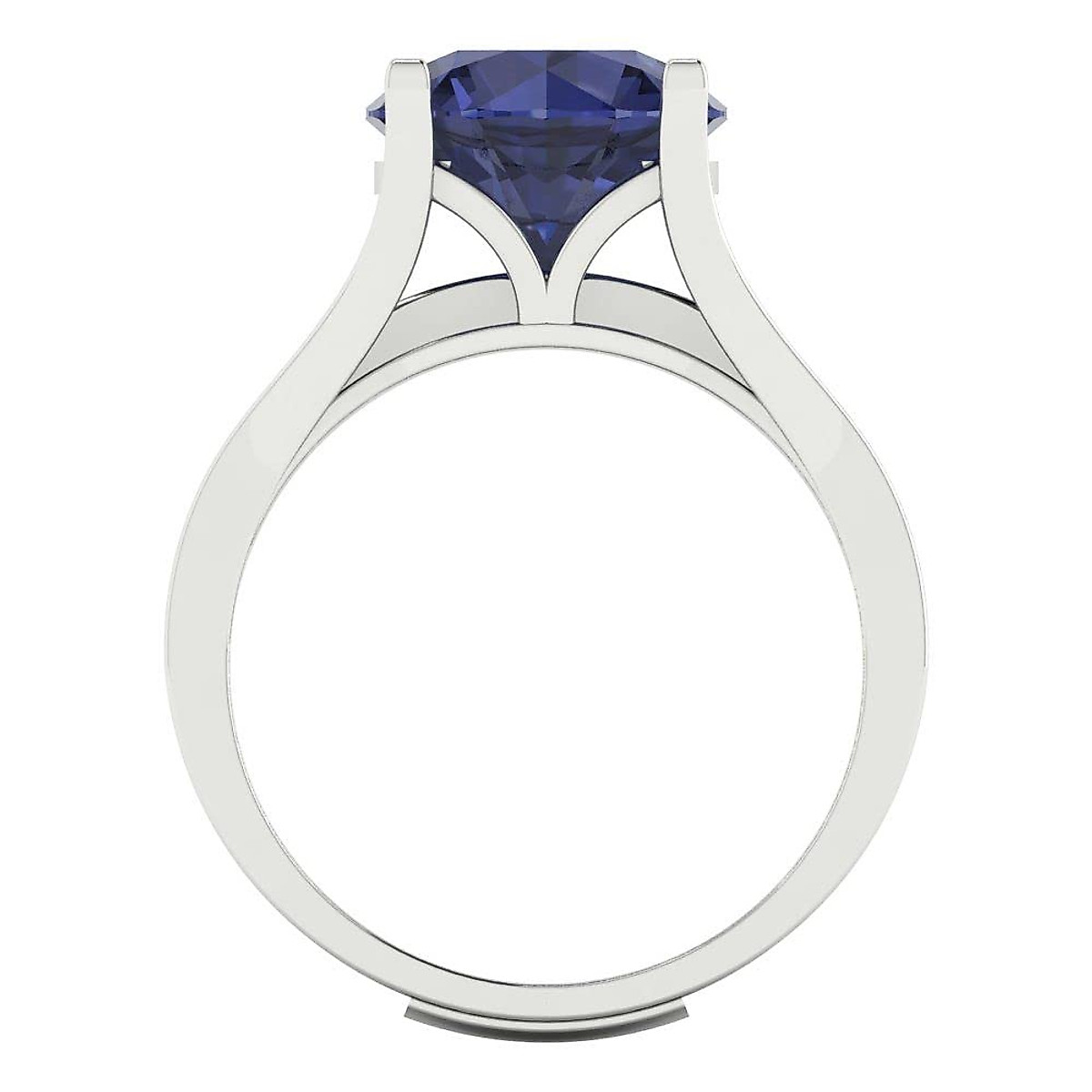 Clara Pucci 2.89ct Round Cut Solitaire simulated Blue Sapphire Engagement Promise Anniversary Bridal Ring Band set 18K White Gold 7.75